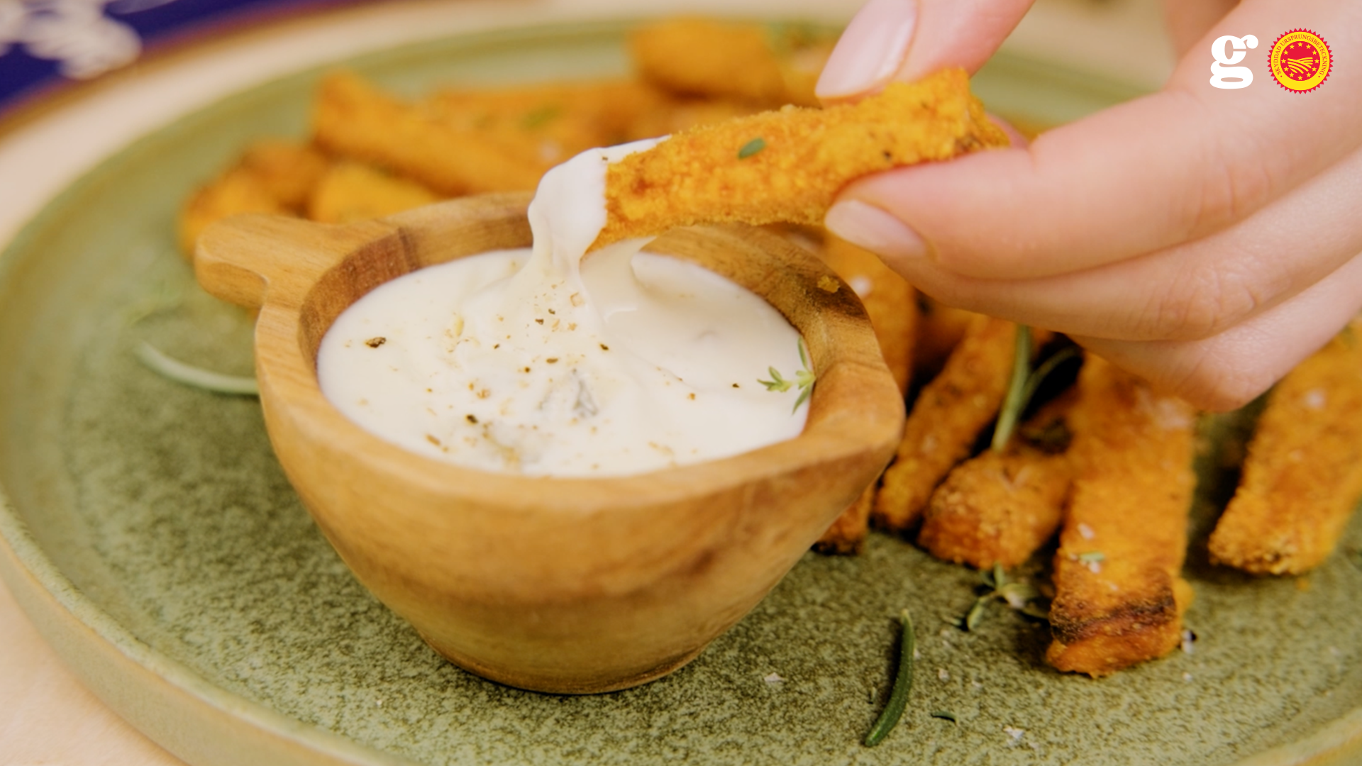 Pumpa-pommes frites med gorgonzola-dopsås - Gorgonzola DOP